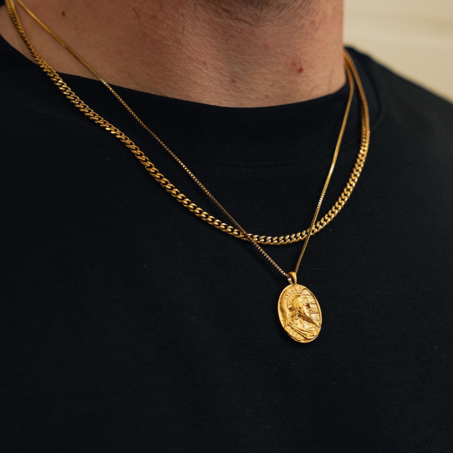 Ares Necklace - 18K Gold Pendant Necklace for Men - Achilles Mens Greek ...