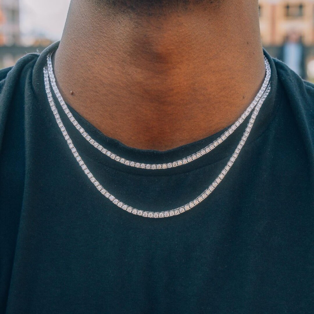 Silver Tennis Chain - Thin Silver Tennis Chain Necklace - 3mm Cubic ...