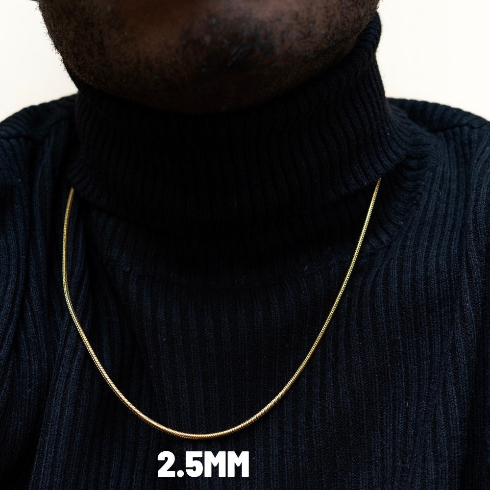 18K Gold Snake Chain Necklace, Mens Gold Chain, Gold Chains 0.9mm-3.2mm ...
