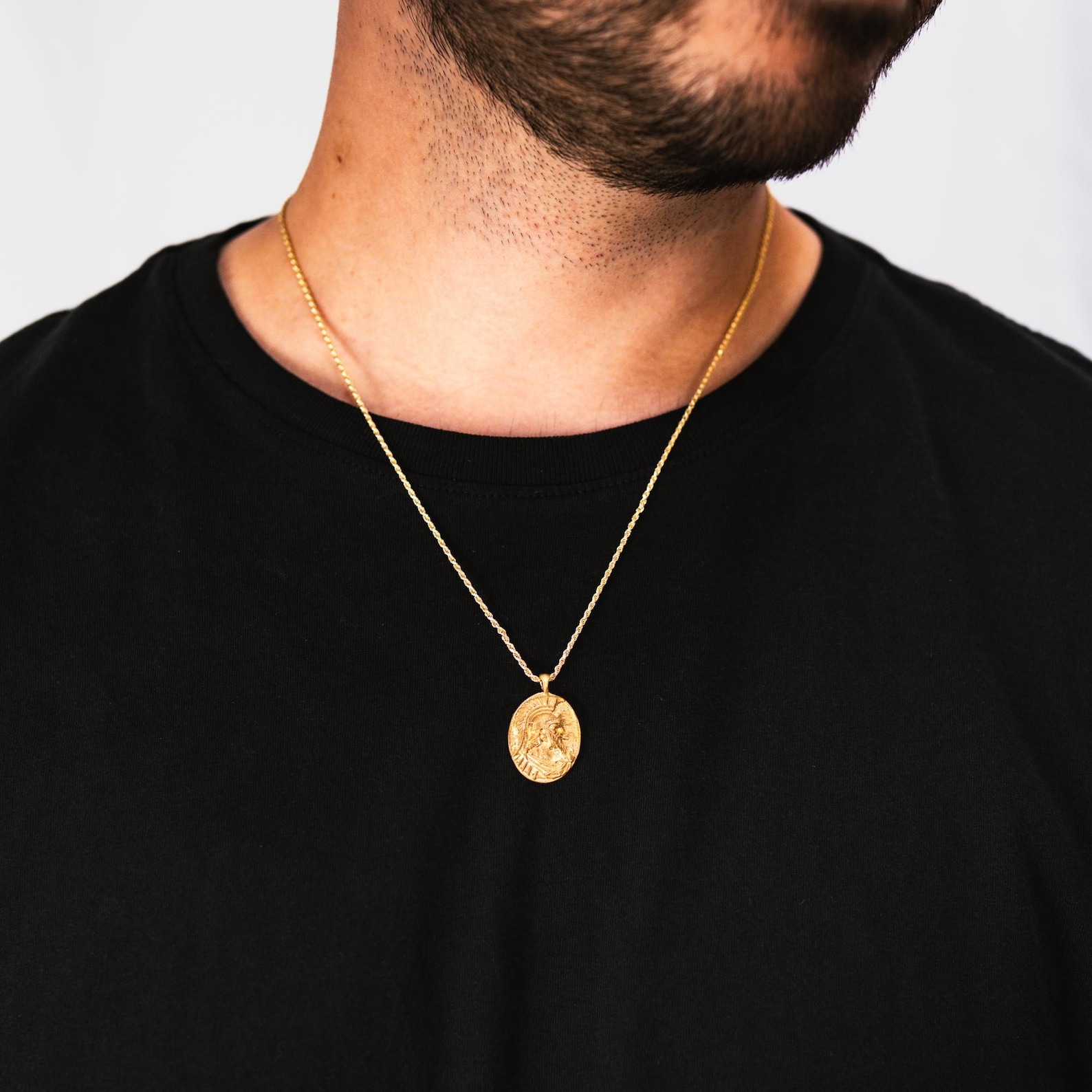 Ares Necklace - 18K Gold Pendant Necklace for Men - Achilles Mens Greek ...