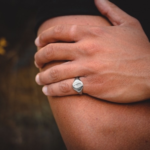 Silver Smooth Signet Ring - Mens Ring - Silver Rings for Men - Oval ...