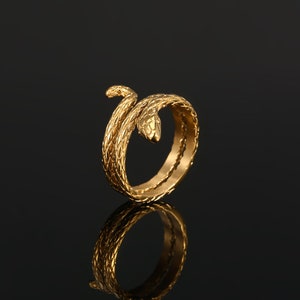 Mens Ring - Thin Gold Snake Ring Men - 18K Gold Mens Snake Signet Ring ...
