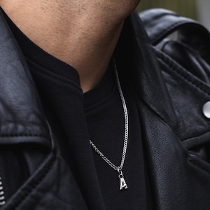 Silver Mens Initial Necklace for Men / Women, Personalised Silver ...