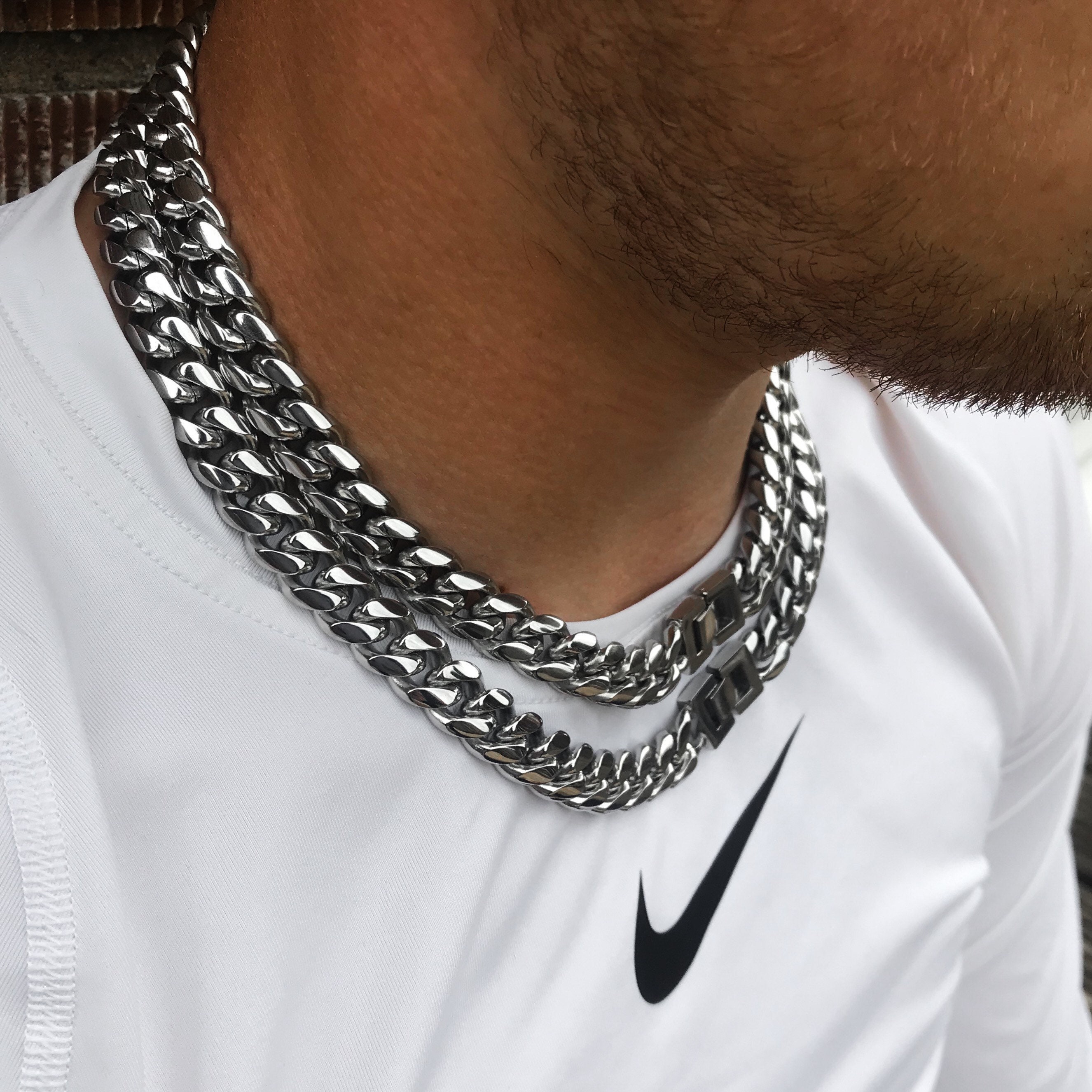 Silver Cuban Chain Thick Necklace Chain Choker Cuban Curb 12mm | Etsy