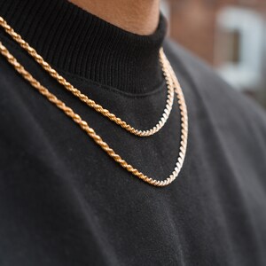 Gold Rope Chain, 23K Gold Plated Chain Necklace, Mens Gold Rope Chain ...