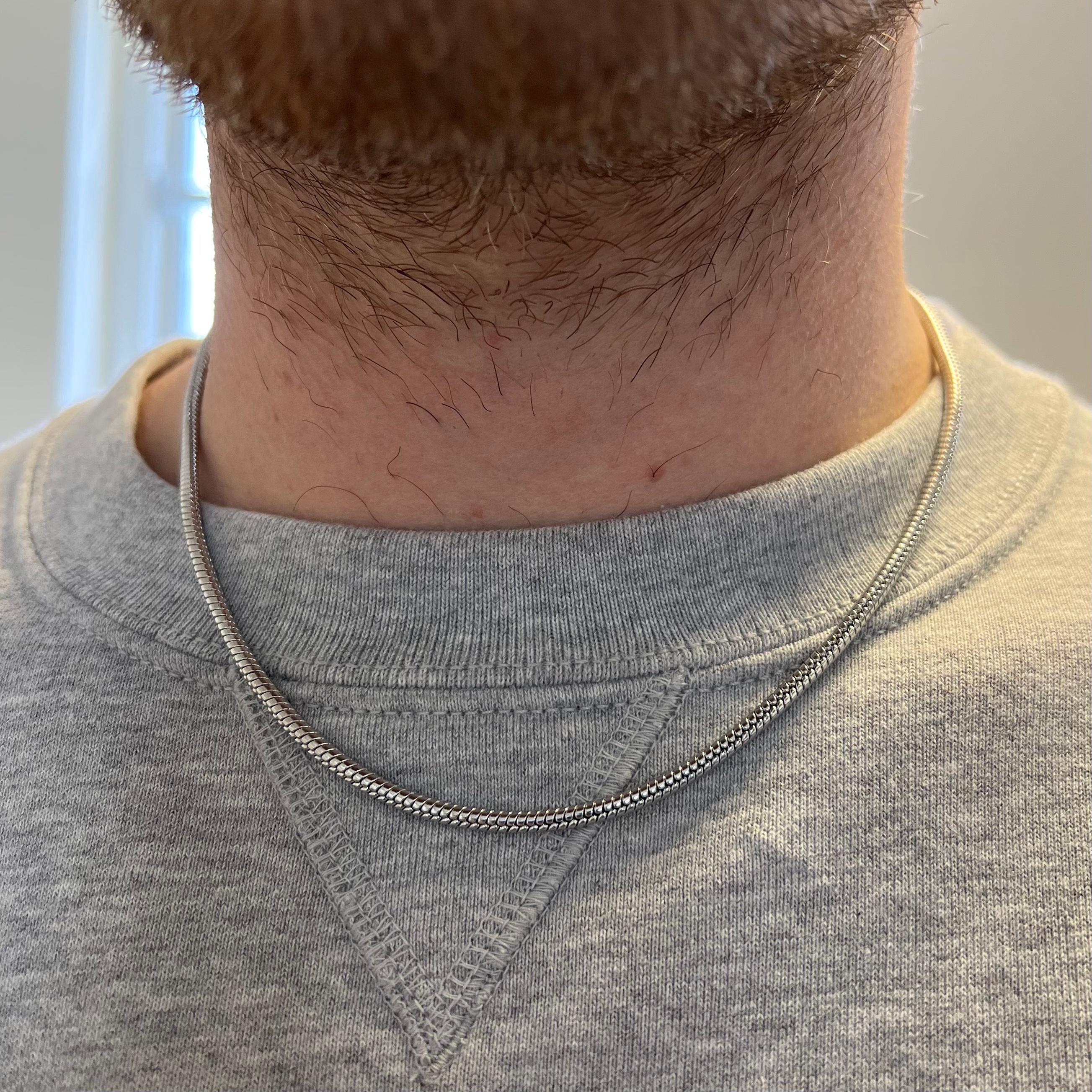 Mens Necklace - 3mm Silver Snake Chain for Men - Thick Silver Snake ...