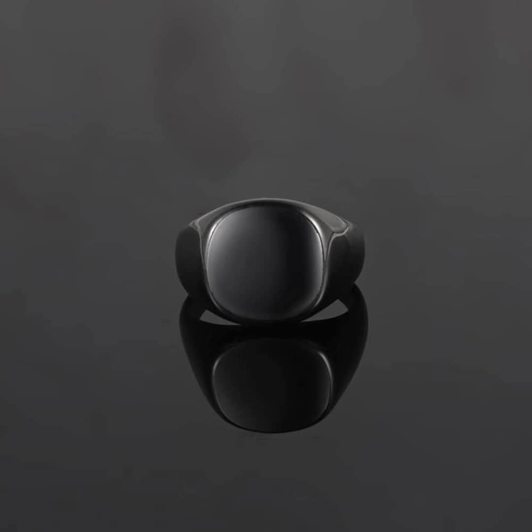 Black Signet Ring Men - Mens Ring - Black Onyx Styled Ring - Man Ring ...