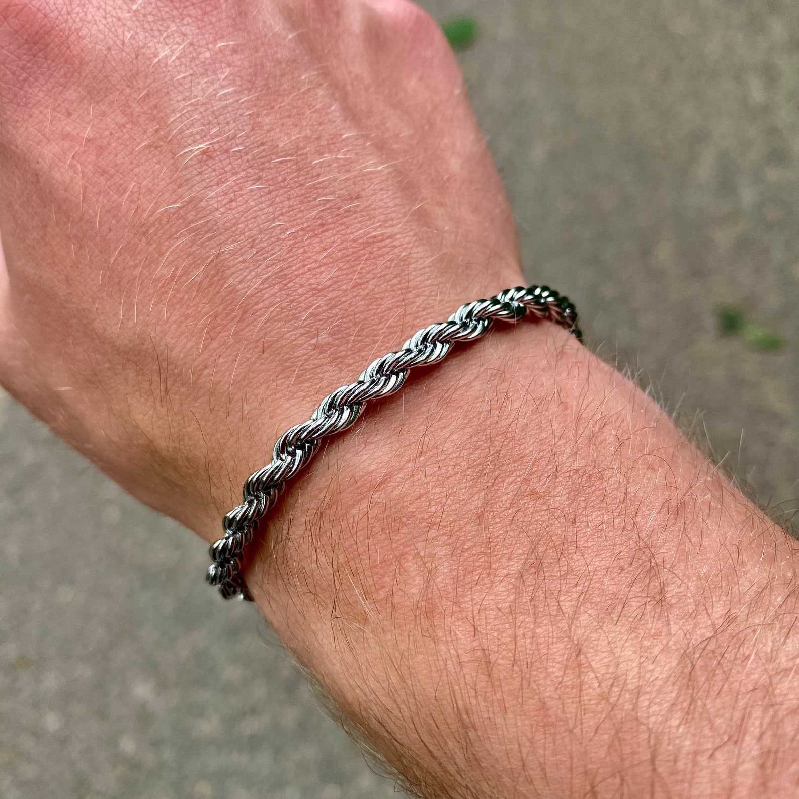 Silver Mens Bracelet 5MM Rope Chain Bracelet Link Fathers - Etsy UK