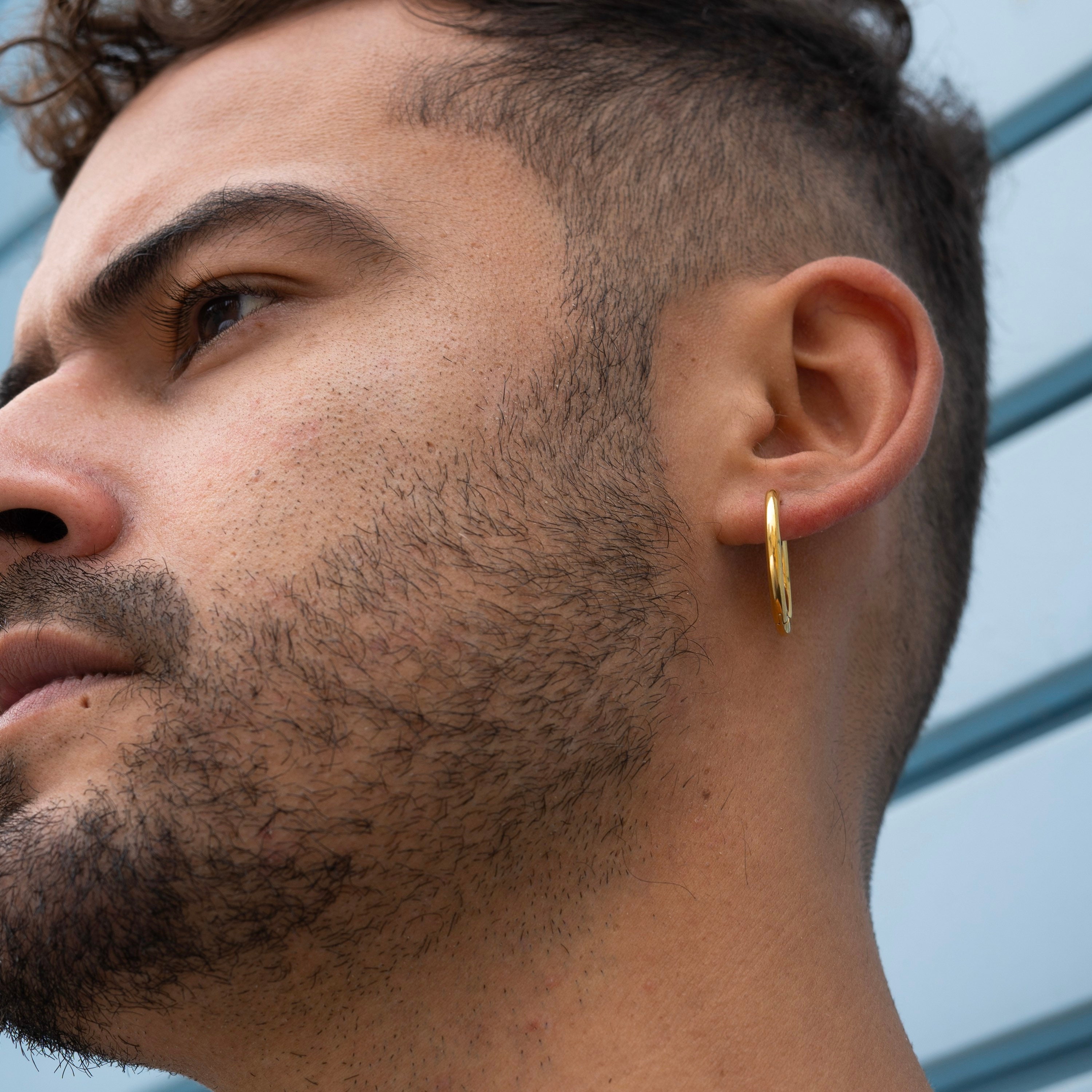 Large Gold Hoop Earrings for Men - 25mm Gold Hoops - Mens Earrings ...