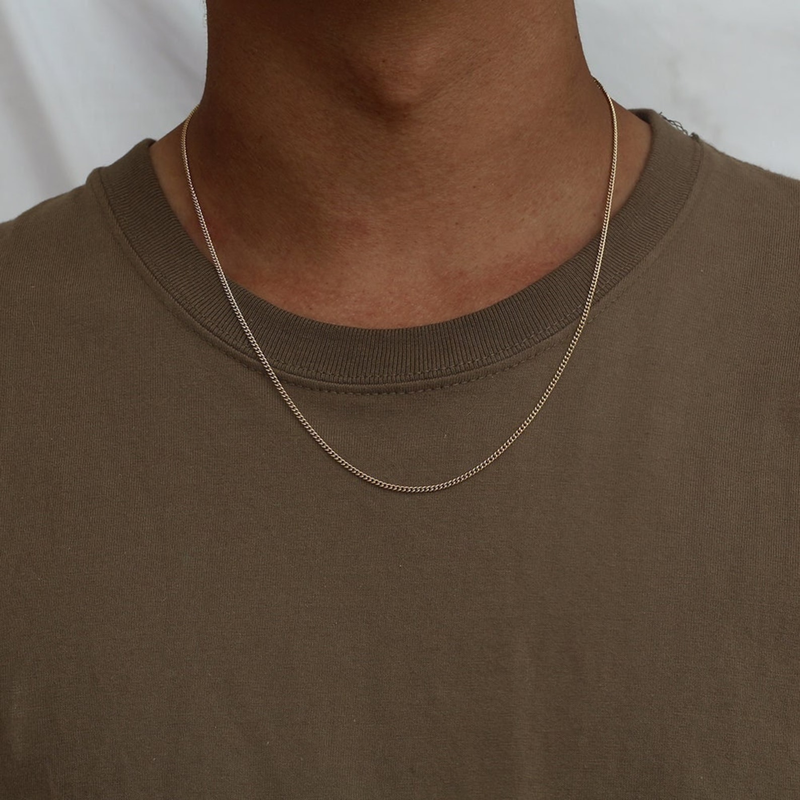 2mm 18K Gold Chain Necklace, Mens Gold Connell Curb Chain, Gold Chains ...