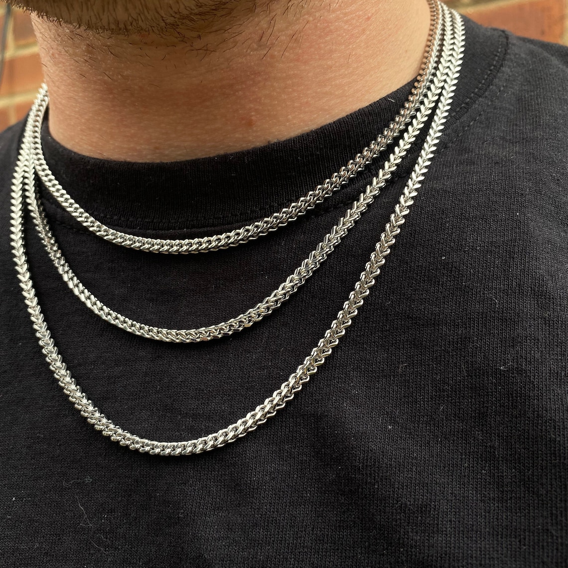 Silver Franco Chain Mens Silver Chain 4MM Silver Necklace | Etsy