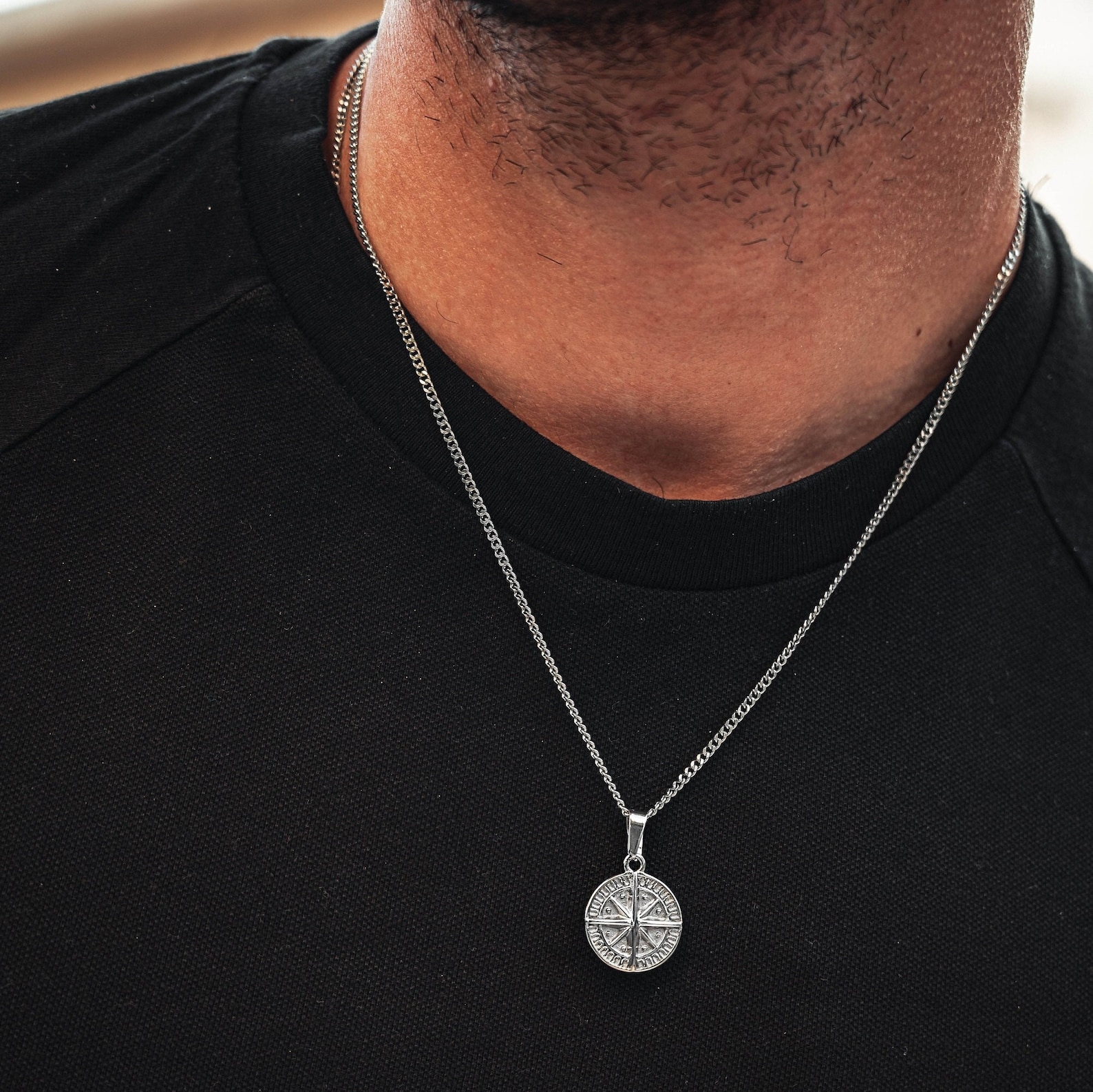 Mens Silver Necklace Silver Chain Pendant Men Silver - Etsy
