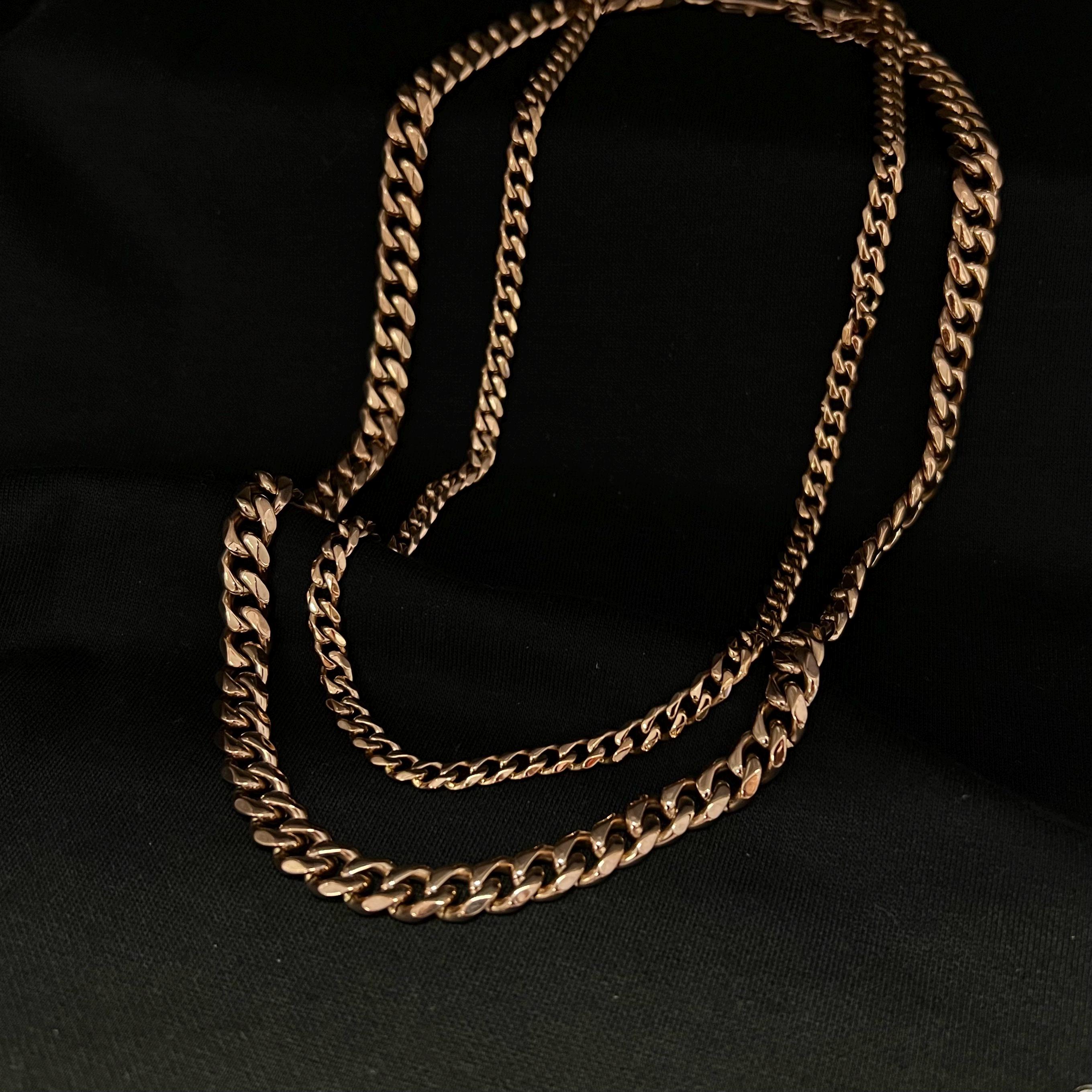 Rose Gold Chain Necklace Chain Mens Gold Cuban Chain, 8mm Thick Rose ...