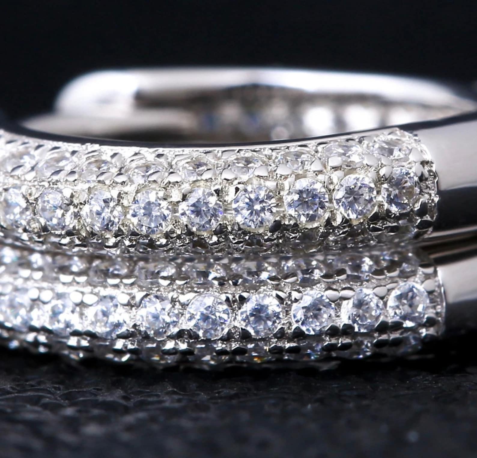 Mens Earrings - Silver Diamond Hoop Earrings for Men - Mens Hoop ...