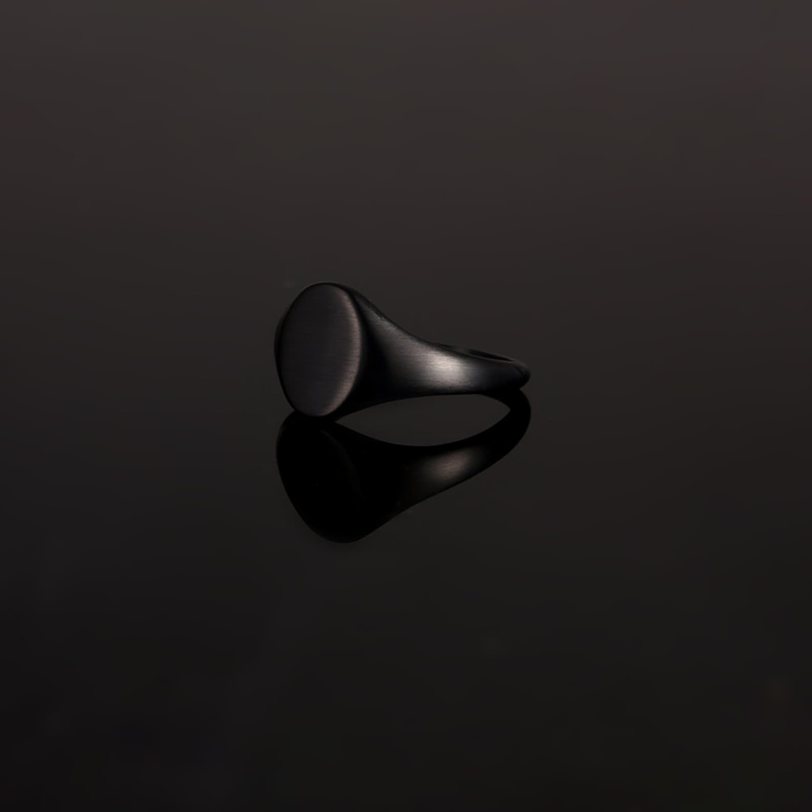 Black Signet Ring Men - Matte Finished Oval Ring - Mens Black Rings ...