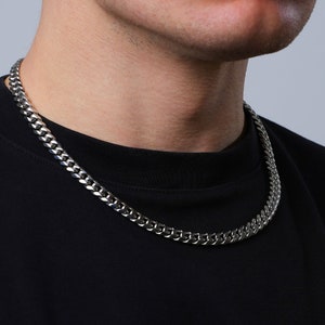 8mm Black Chain Necklace, Mens Thick Black Cuban Chain, Mens Black ...