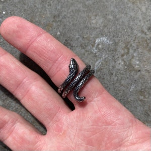Mens Ring - Thin Silver Snake Ring Men - Silver Spiral Snake Signet ...