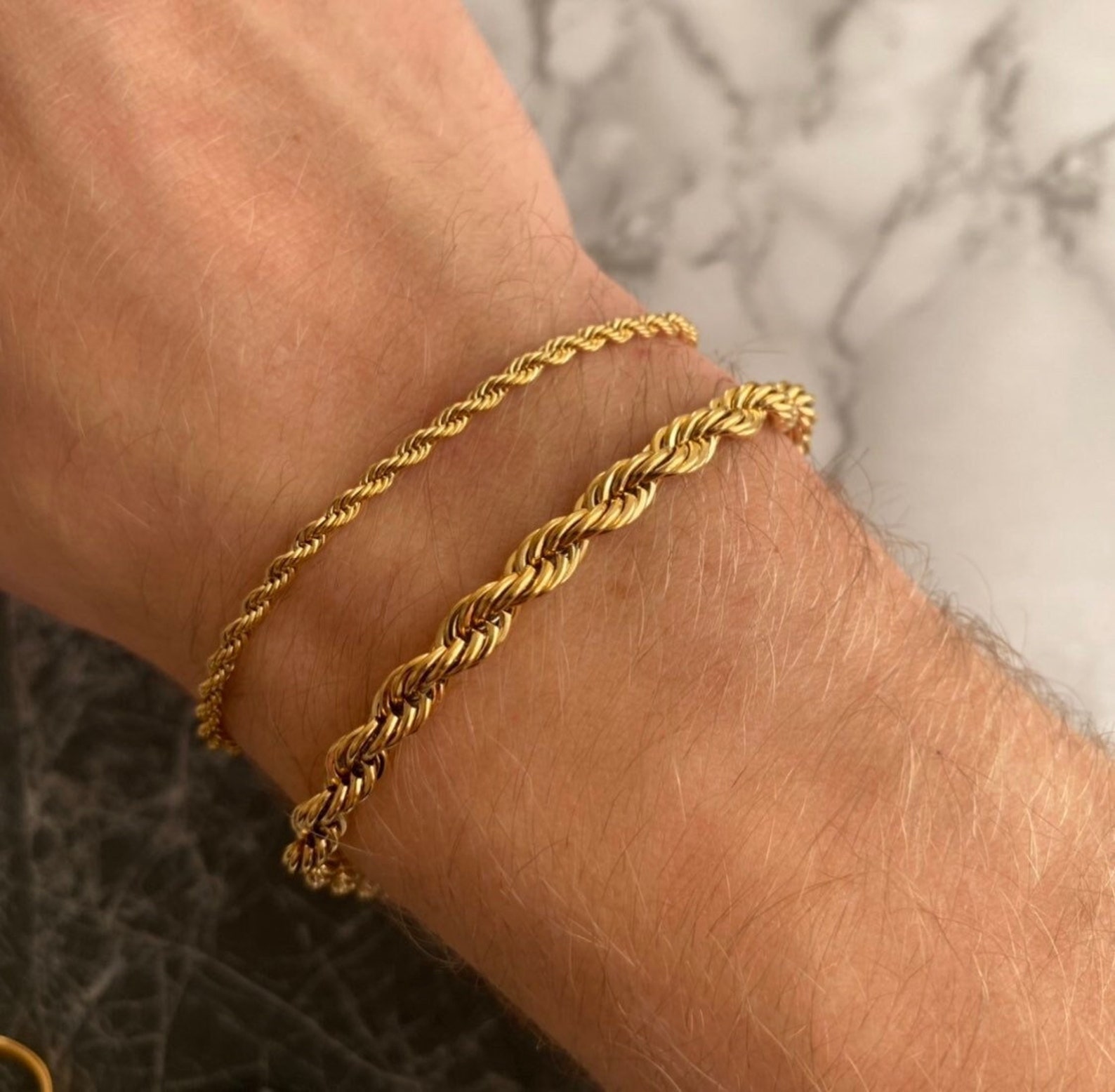 Gold Rope Bracelet Chain, Gold Twisted Bracelet Men Solid Link Chain ...