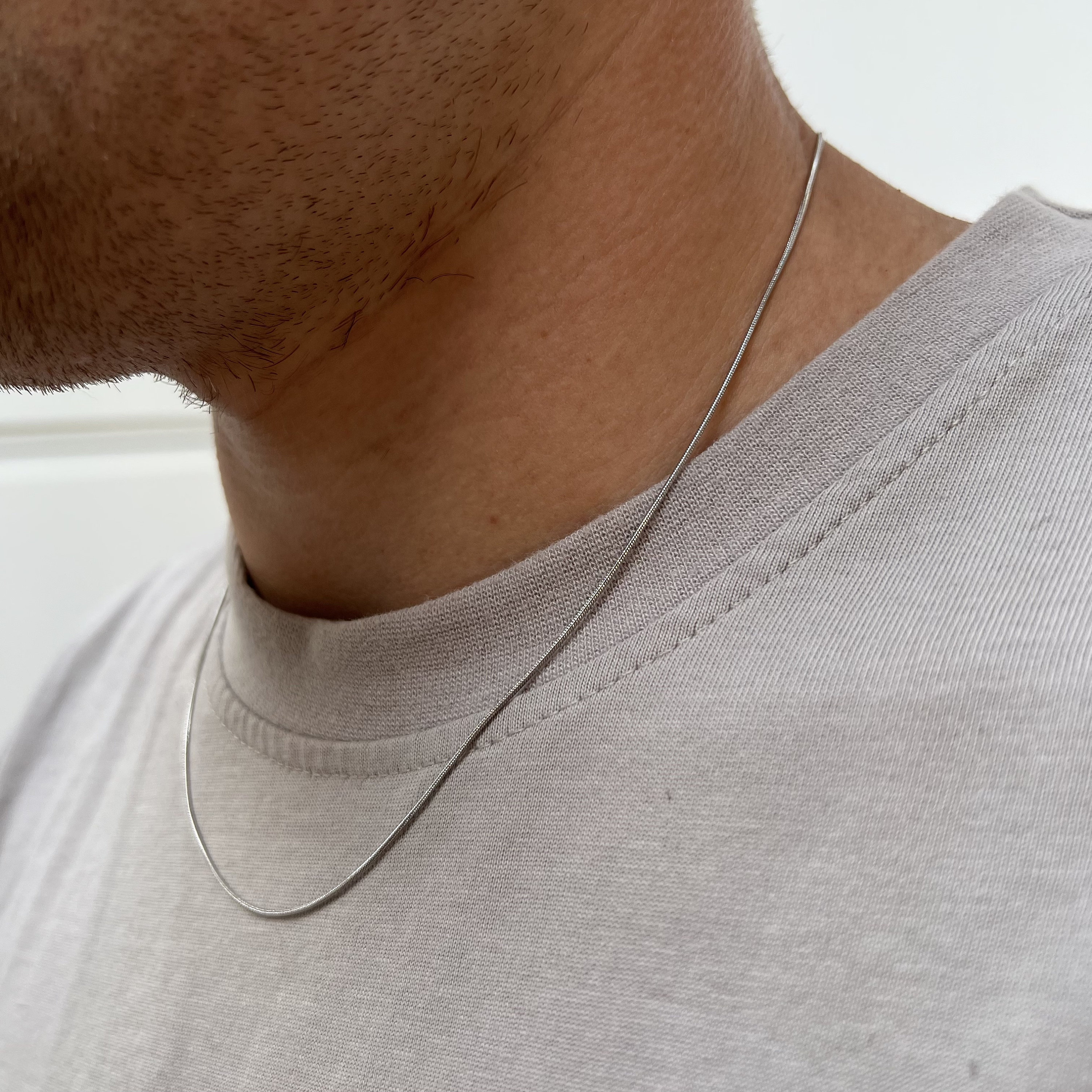 Mens Silver 1mm Snake Chain - Mens Snake Necklace - Minimalist Chain ...