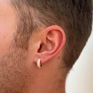 Mens Diamond Hoop Earrings - Silver Moissanite Diamond Hoop Earrings ...