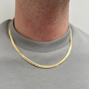 Gold Snake Chain, Gold Flat Snake Mens Chain, 5mm Flat Gold Chain, Gold ...