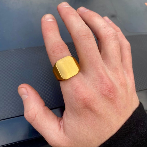 Mens Ring 18K Gold Signet Ring Men Heavy Signet Ring for | Etsy