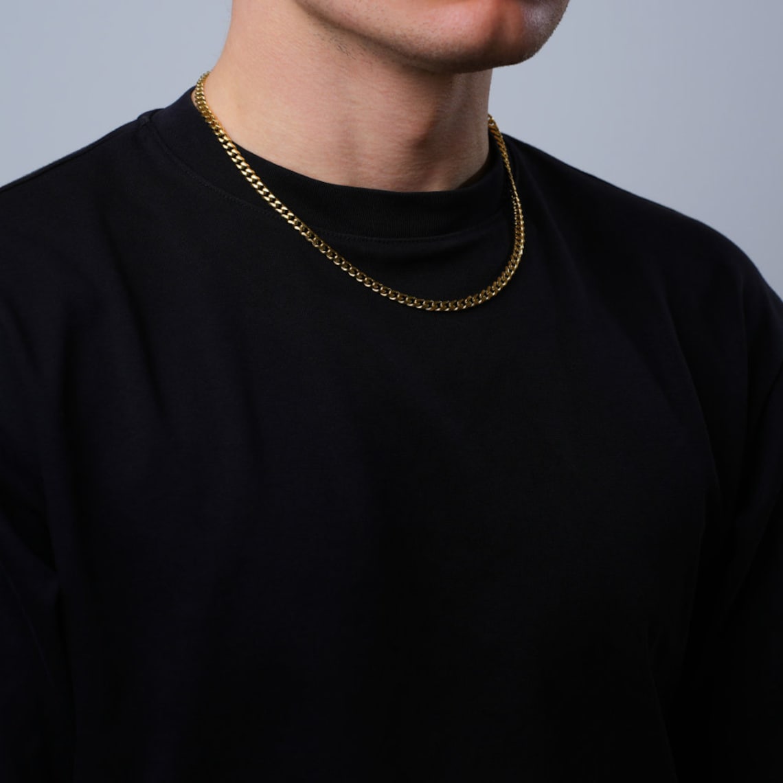 Gold Cuban Chain, 18K Gold Chain Necklace, Mens Gold Curb Chain, Gold ...