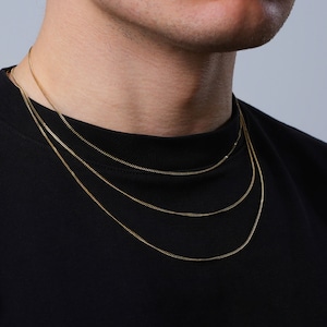 Thin Gold Chain Necklace - 1.5mm Tiny Chain - Mens Gold Cuban Link ...