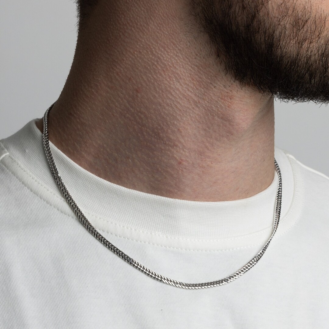 Silver Double Curb Chain - Mens 4mm Silver Curb Chain, Mens Chain ...