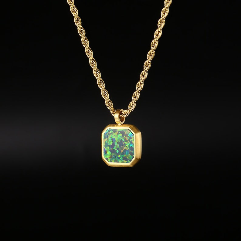 Mens Necklace 18K Gold Opal Necklace for Men Opal Pendant Men - Etsy