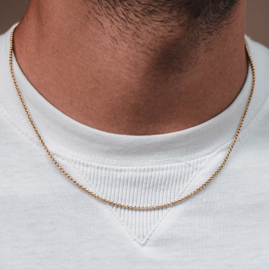 2mm 18K Gold Chain Necklace, Mens Gold Belcher / Rope Chain, Gold Chains, Mens Jewelry - by ...