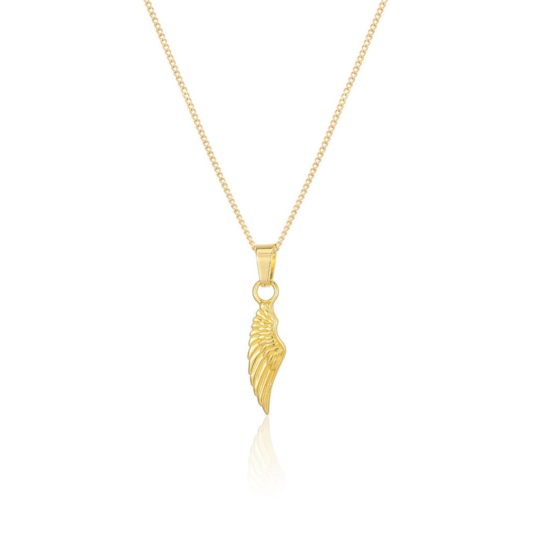 18K Gold Wing Pendant Necklace for Men - Angel Wing Necklace - Gold ...