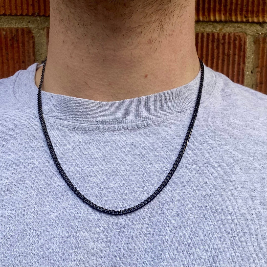 3mm Black Cuban Chain, Mens Chain, Black Chain Mens - Black Jewellery ...