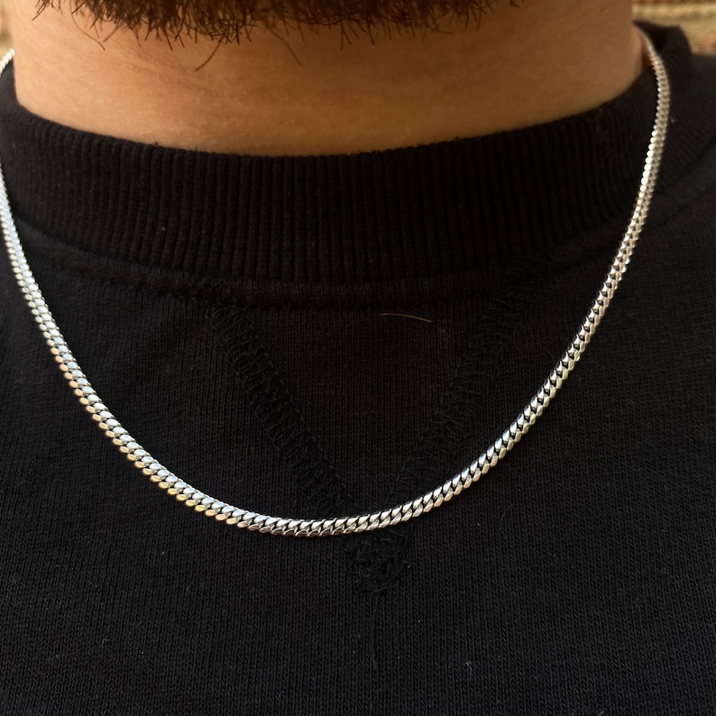 3.5mm Silver Cuban Chain Necklace Miami Cuban Link Chain for - Etsy