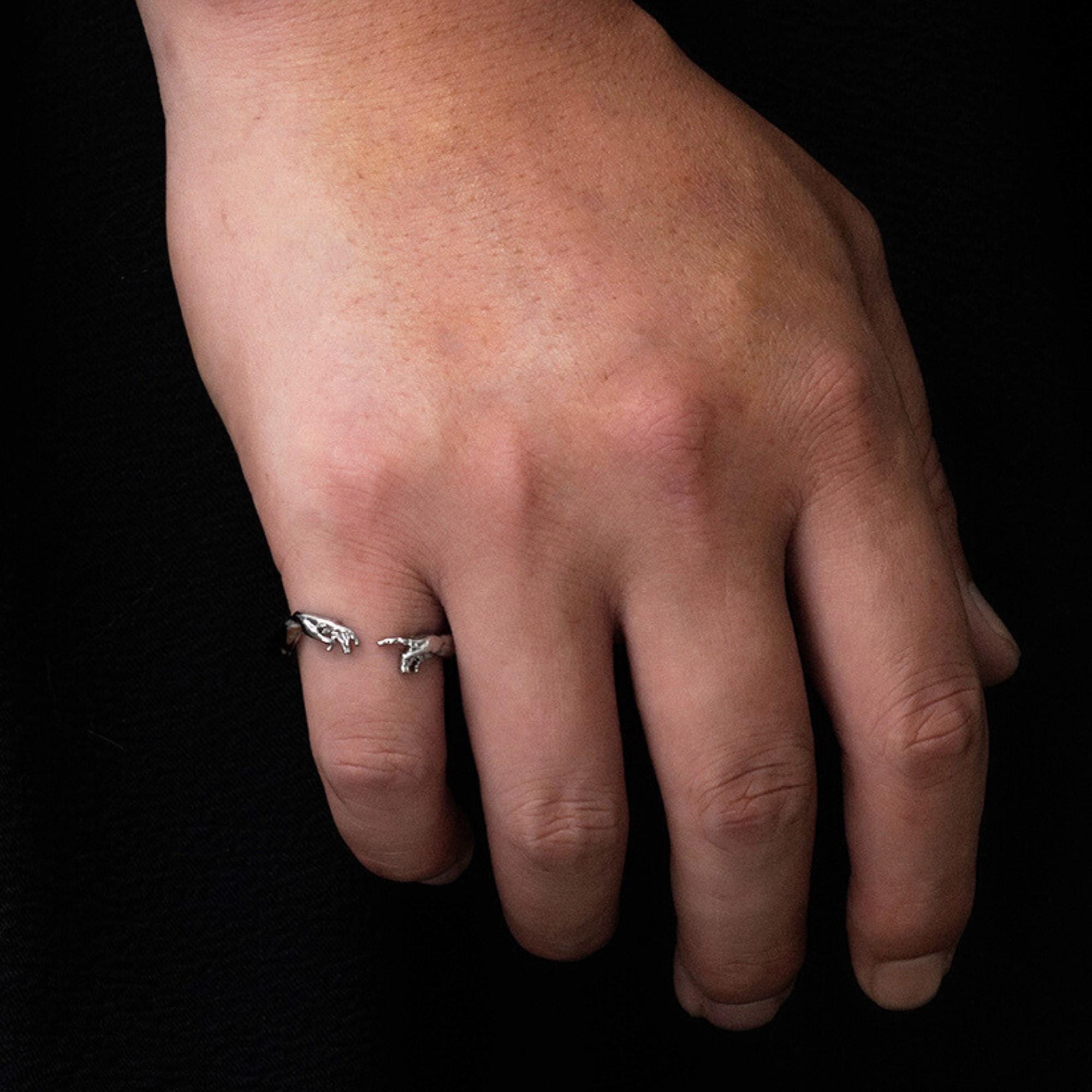 Gold Hand of God Ring for Men - Creation of Adam Gold Ring - Mens Gold ...