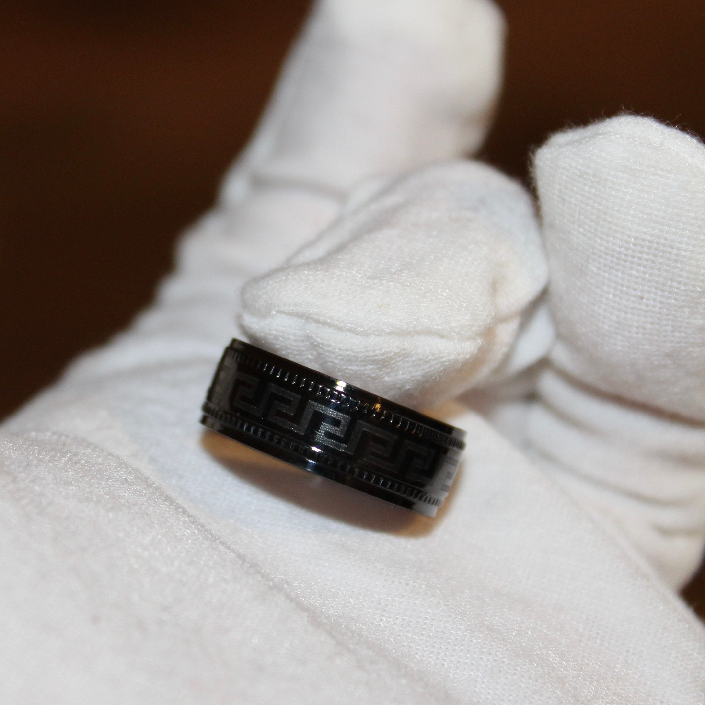 Greek Key Pattern Ring Mens Ring Black Rings for Men Mens - Etsy UK