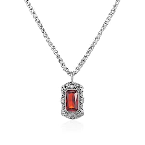 Mens Necklace - 18K Gold Large Red Pendant Necklace for Men - Mens ...