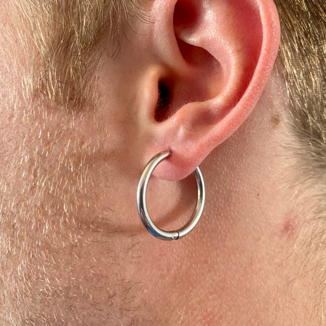 Mens Silver Hoop Earrings - Hoop Earrings Men - Large Mens Earrings ...