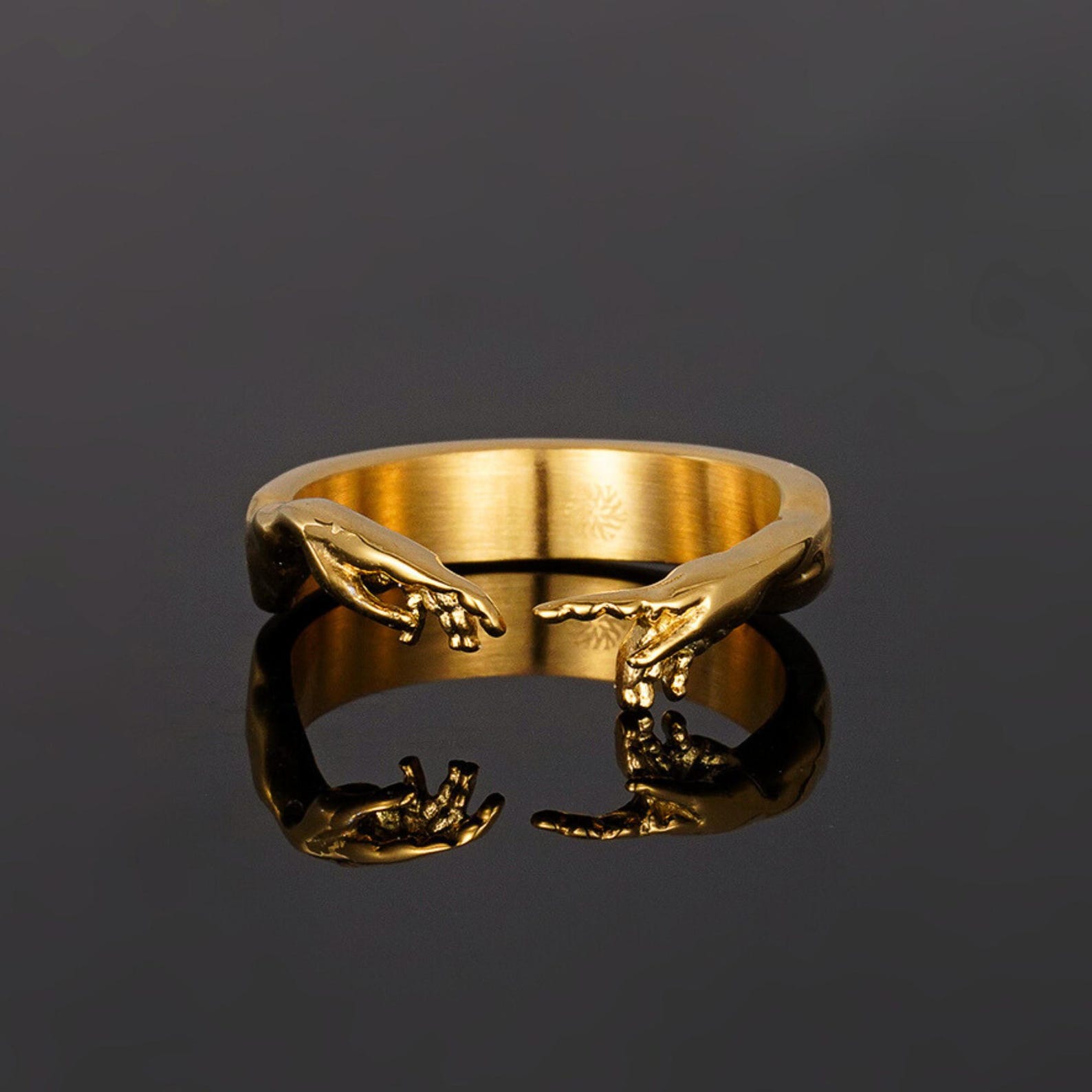 Mens Ring - Hand of God Ring for Men - Creation of Adam Silver Ring ...