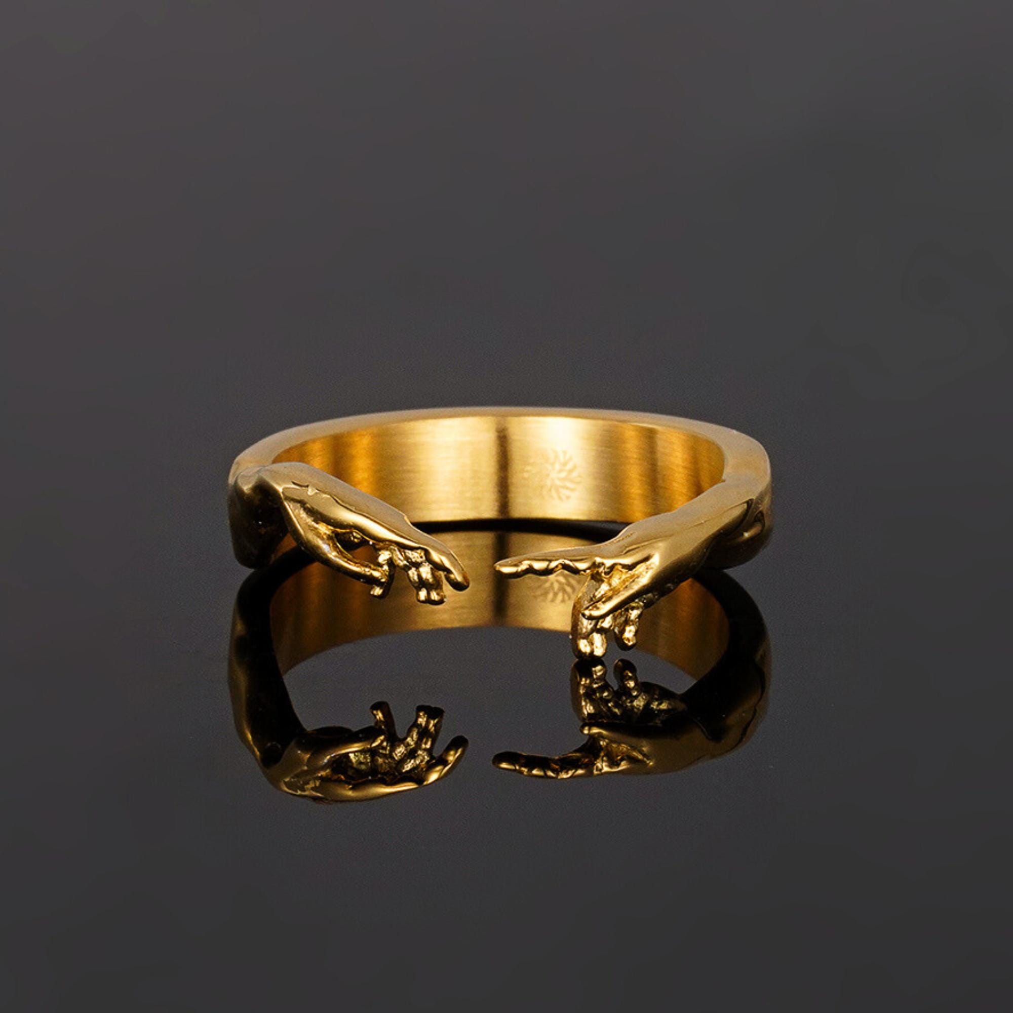 Mens Ring - 18K Gold Creation of Adam Ring for Men - Mens Gold Ring ...