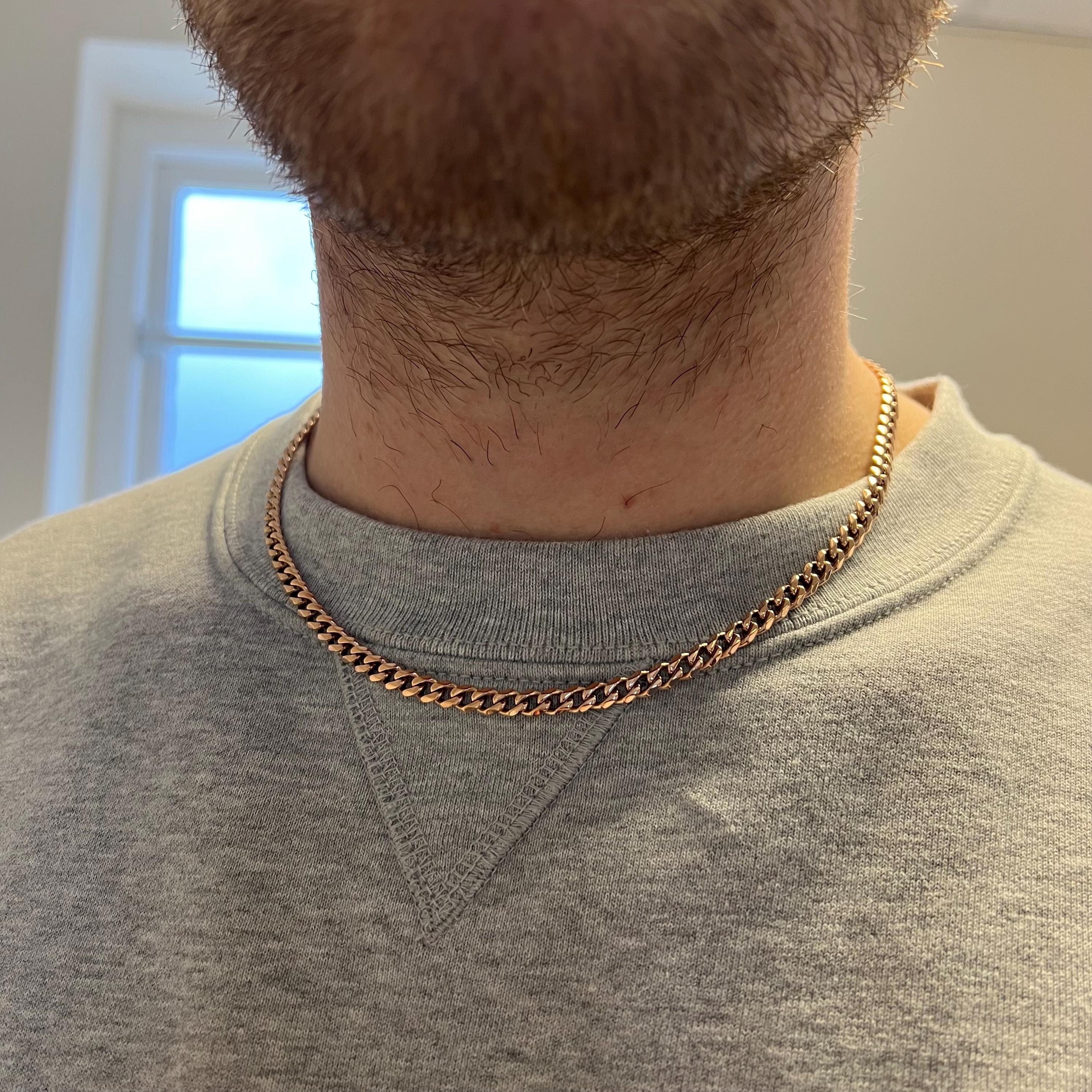 Rose Gold Cuban Link Chain - 5mm Rose Gold Chain - Mens Jewelry - Gold ...