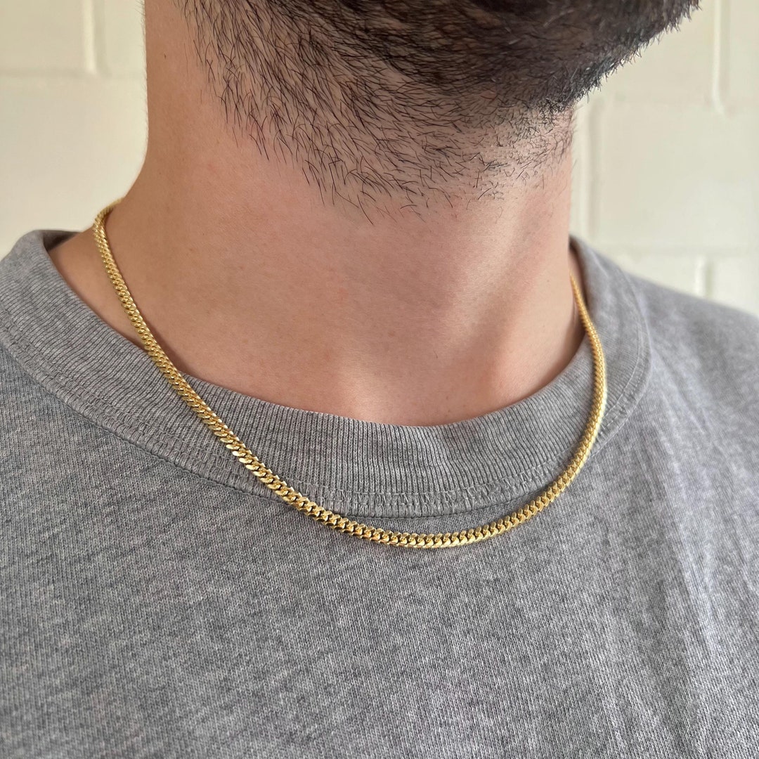 Mens Gold Chain - 4mm Gold Cuban Link Chain - Mens Gold Chains - Mens ...