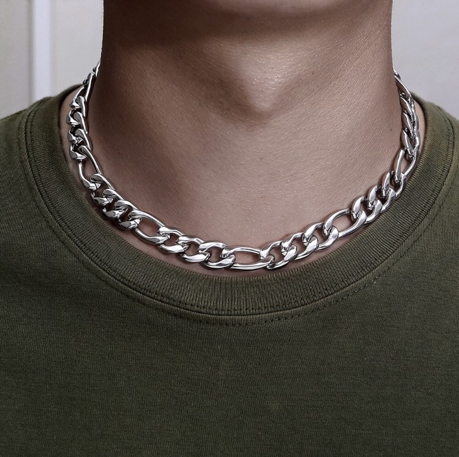 Mens Necklace, Chunky Silver Chains for Men, Thick Silver Chain Men ...