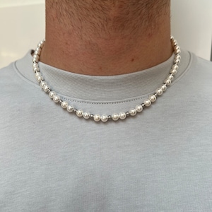 Mens Necklace - Gold Pearl Chain Necklace for Men - Mens Jewelry - 18K ...
