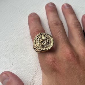 Mens Ring - Saint George Sovereign Styled Signet Ring for Men - 18K ...