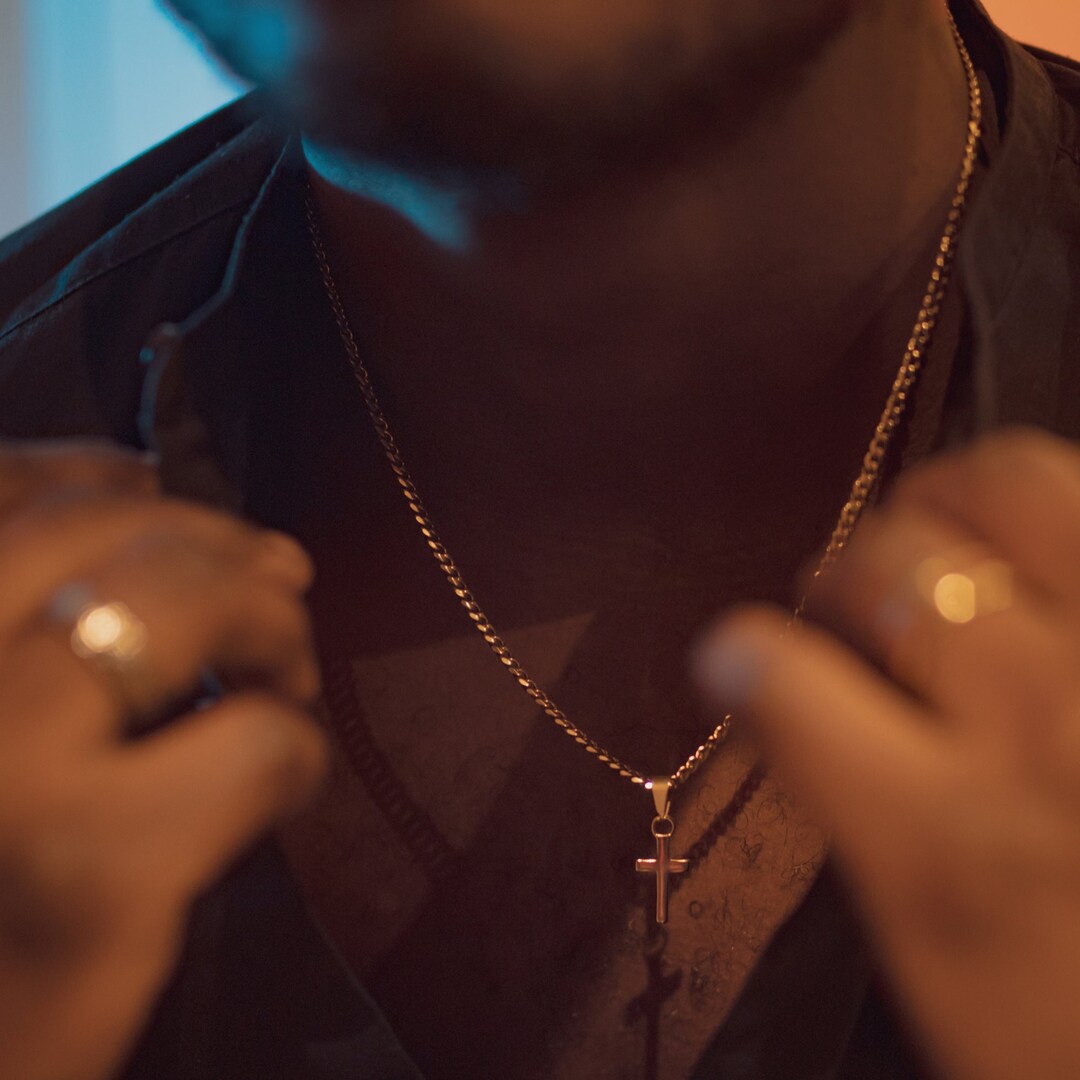Mens Necklace - Small Gold Cross Necklace - Cross Necklace Men ...