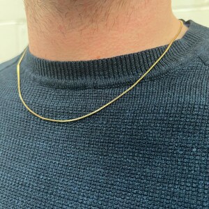 Gold Box Chain, 18K Gold Chain Necklace, Mens Gold Thin Box Chain, Gold ...