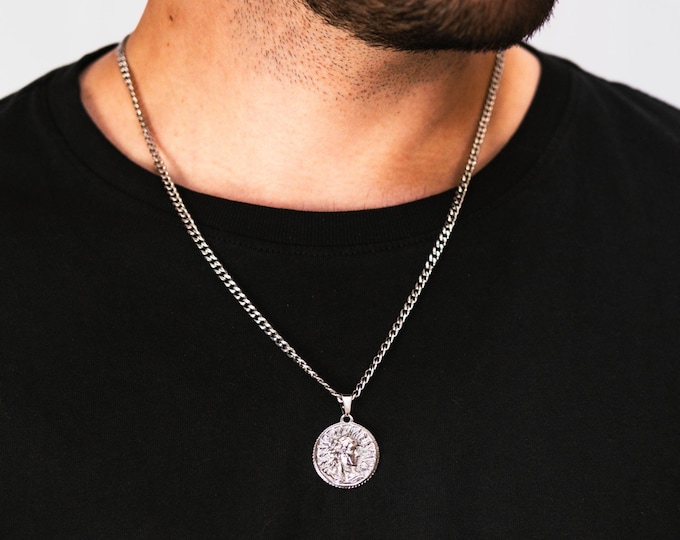 14K Solid Gold Apollo Necklace, Greek Mythology Apollo Charm Necklace ...