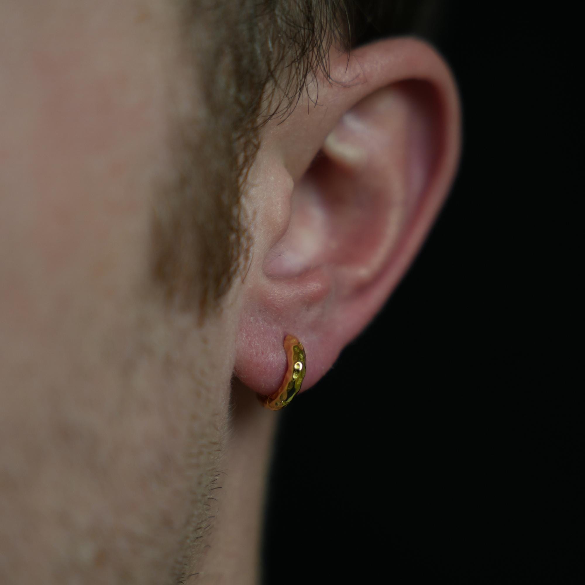 18K Gold Hoop Earrings - Mens Gold Huggie Hoop Earrings - Mens Jewelry ...