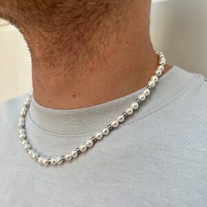 Mens Necklace - Gold Pearl Chain Necklace for Men - Mens Jewelry - 18K ...